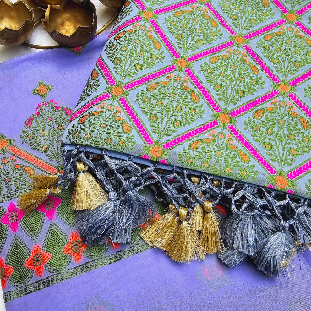 Full meenakari jaali weaving Chanderi cotton 3 pieces suit. – Weavers ...